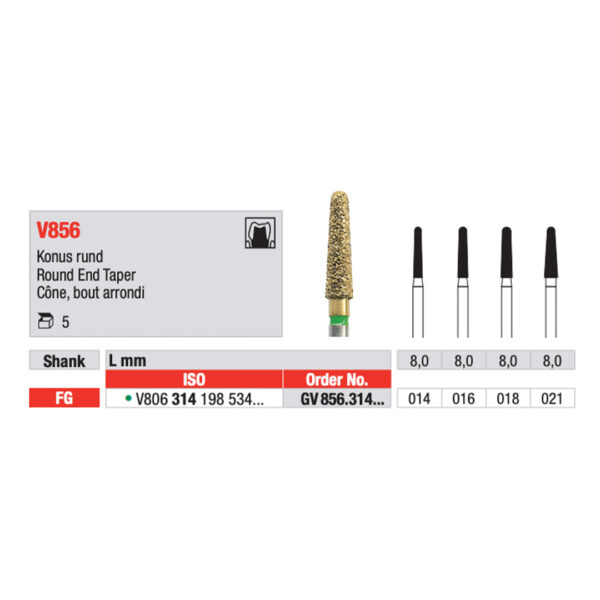 Broca FG Diamante Gold Cónica Arredondada GV856 | Edenta – Dotamed São João | Produtos Dentários