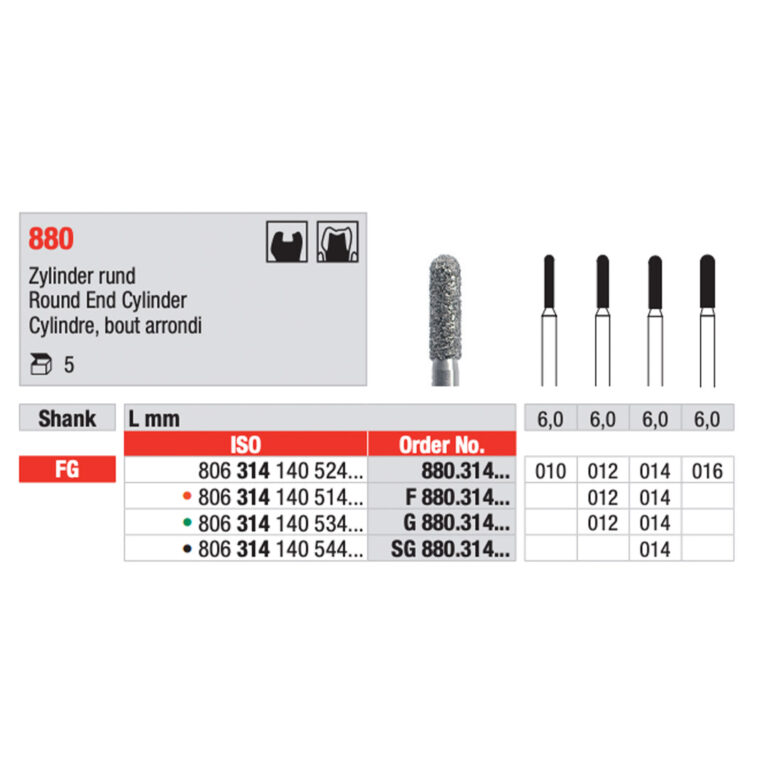 Broca FG Diamante Cilíndrica 880 | Edenta
